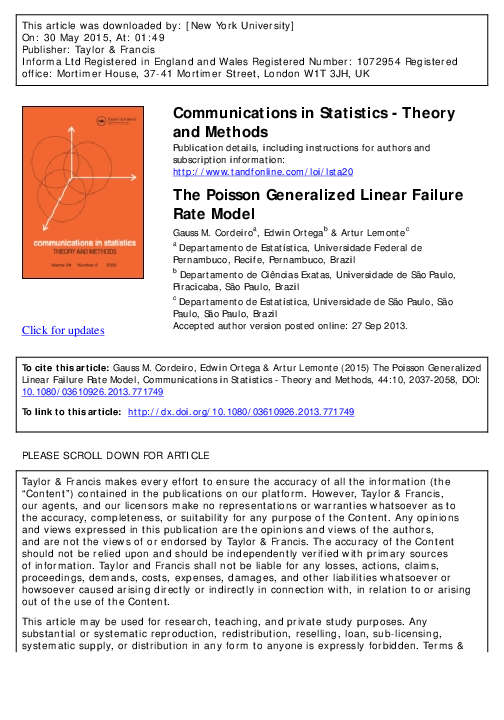 (PDF) The Poisson Generalized Linear Failure Rate Model
