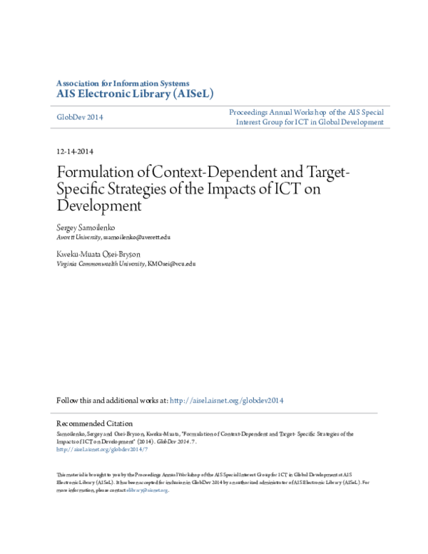 Pdf Formulation Of Context Dependent And Target Specific Strategies