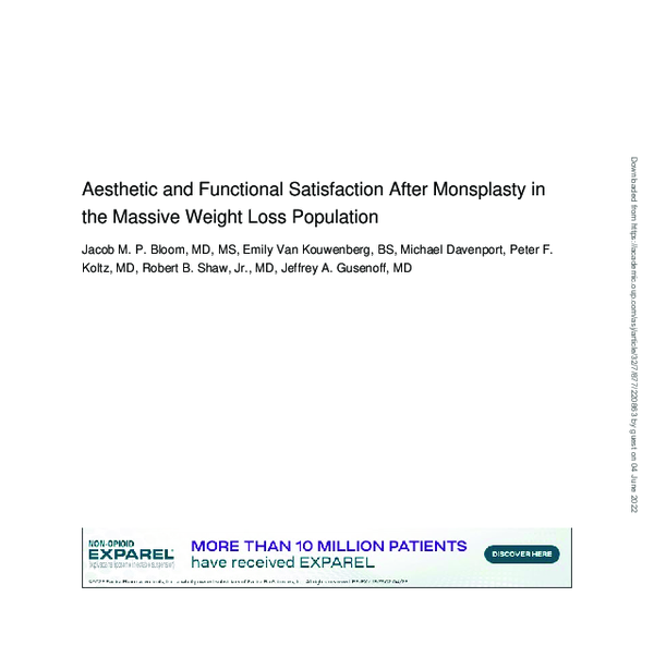 (PDF) Aesthetic and Functional Satisfaction After Monsplasty in the ...