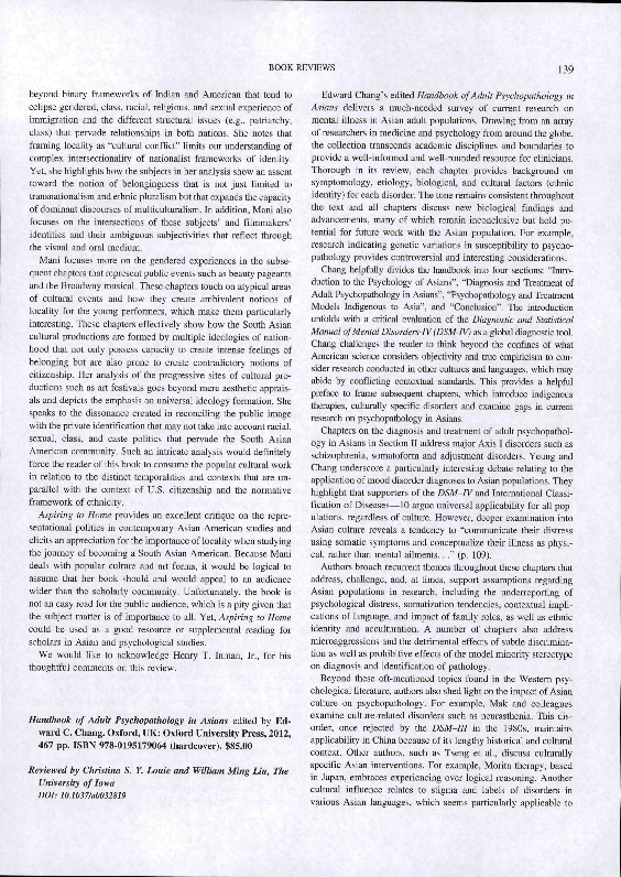 (PDF) Review of Handbook of adult psychopathology in Asians