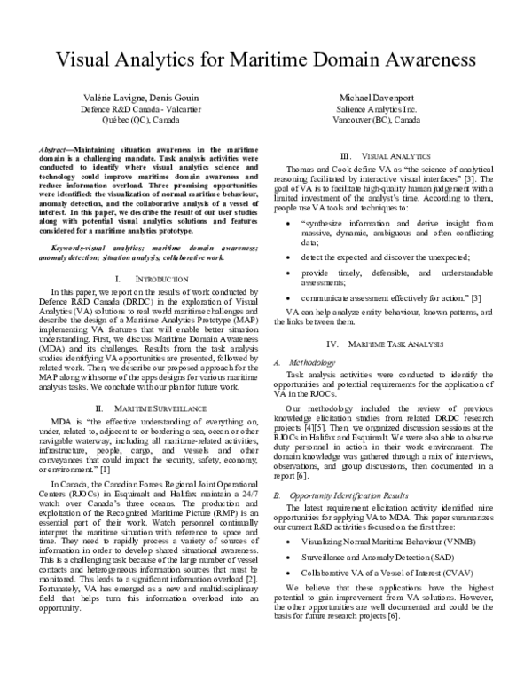 (PDF) Visual analytics for maritime domain awareness