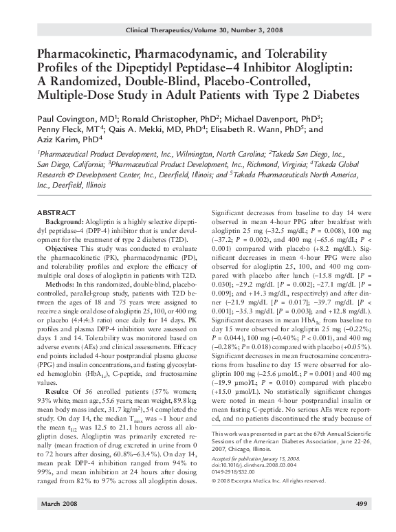 (PDF) Pharmacokinetic, pharmacodynamic, and tolerability profiles of the dipeptidyl peptidase-4 ...
