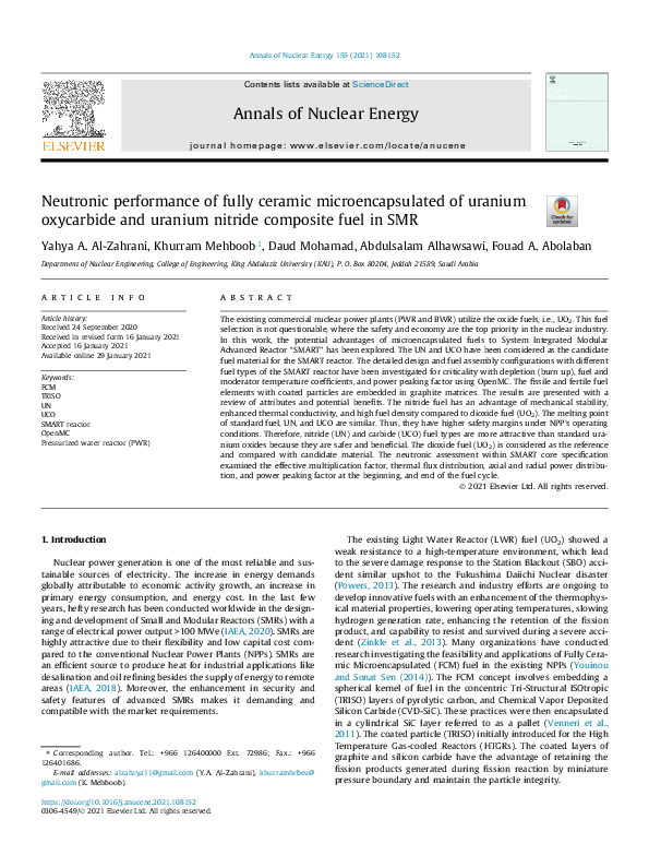 (PDF) Neutronic performance of fully ceramic microencapsulated of ...