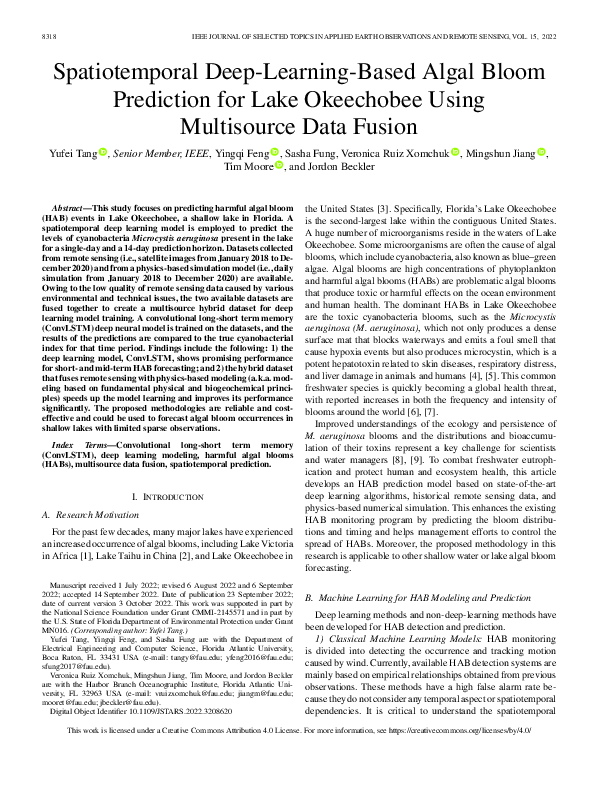 (PDF) Spatiotemporal Deep-Learning-Based Algal Bloom Prediction for Lake Okeechobee Using ...