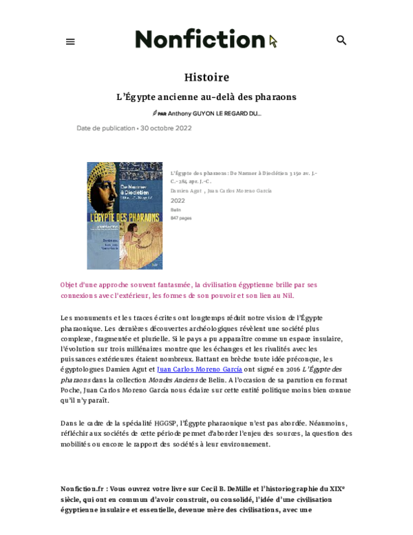 (PDF) 31 October 2022: Interview "L'Egypte ancienne au delà des ...