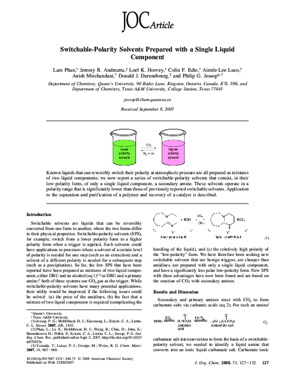 (PDF) Switchable-polarity solvents prepared with a single liquid component