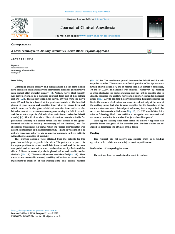 (PDF) A novel technique to Axillary Circumflex Nerve Block: Fajardo ...