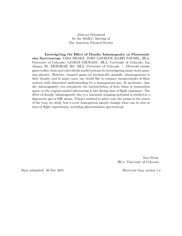 (PDF) Investigating the Effect of Density Inhomogenity on Photoemission ...