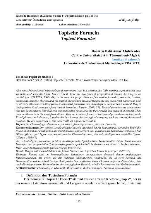 (PDF) Topische Formeln Topical Formulas