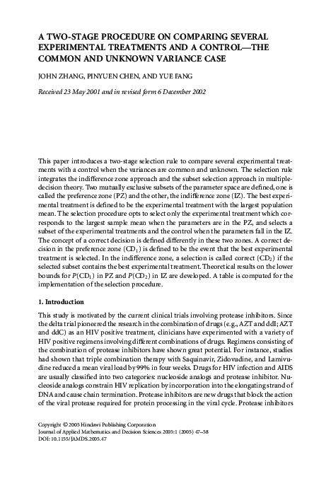 (PDF) A two-stage procedure on comparing several experimental ...