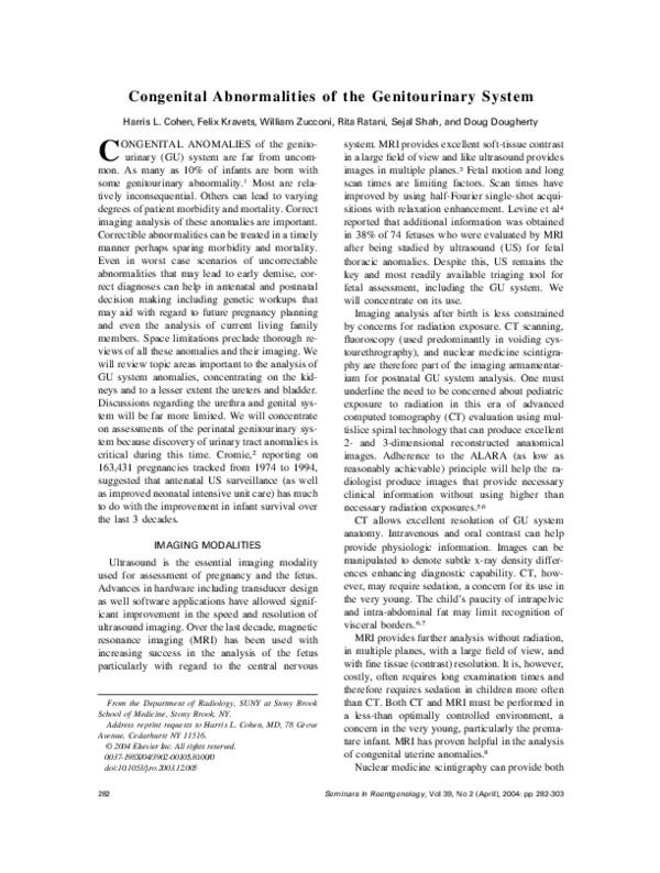 (PDF) Congenital abnormalities of the genitourinary system