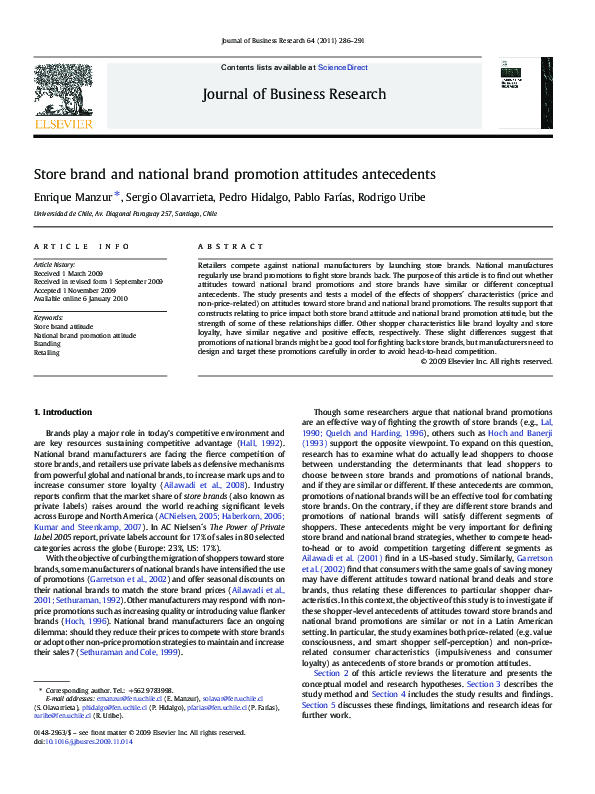 (PDF) Store brand and national brand promotion attitudes antecedents