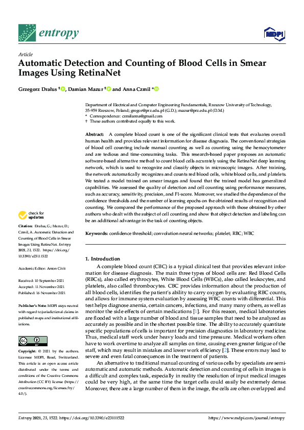 (PDF) Automatic Detection and Counting of Blood Cells in Smear Images ...