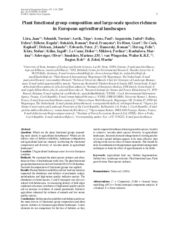 (PDF) Plant functional group composition and large‐scale species ...