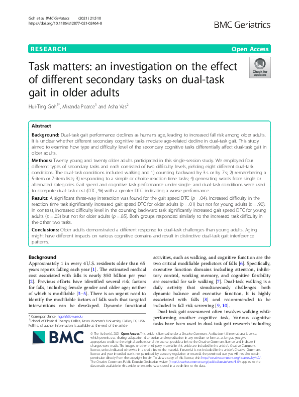 (PDF) Task matters: an investigation on the effect of different secondary tasks on dual-task ...