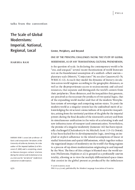 (PDF) The Scale of Global Modernisms: Imperial, National, Regional, Local