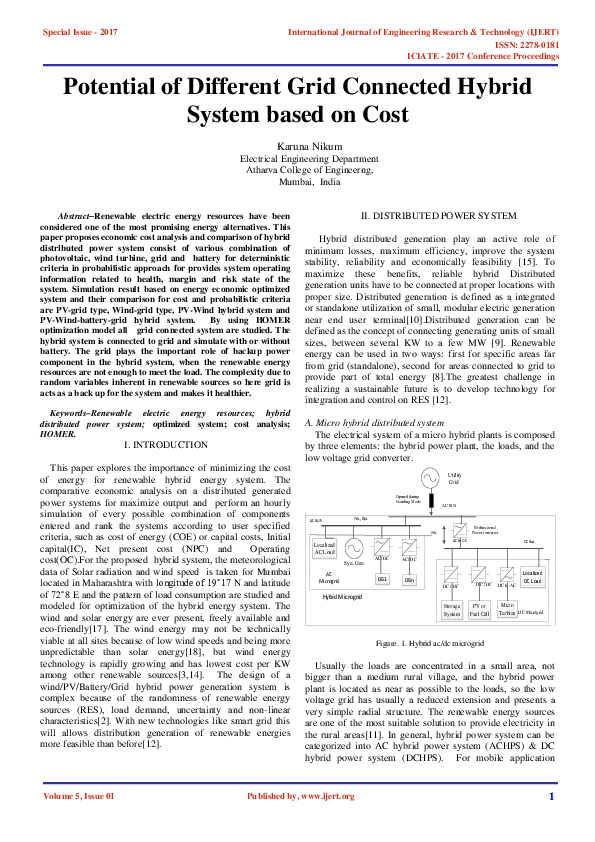 (PDF) Potential of Different Grid Connected Hybrid System based on Cost (PDF) Potential of Different Grid Connected Hybrid System based on Cost