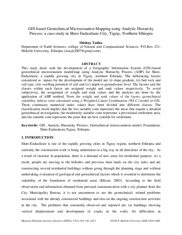 (PDF) GIS-based Geotechnical Microzonation Mapping using Analytic Hierarchy Process: A case ...