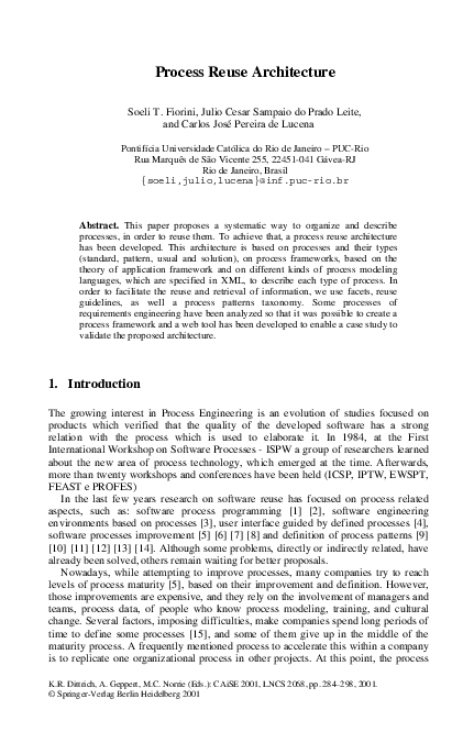 (PDF) Process Reuse Architecture