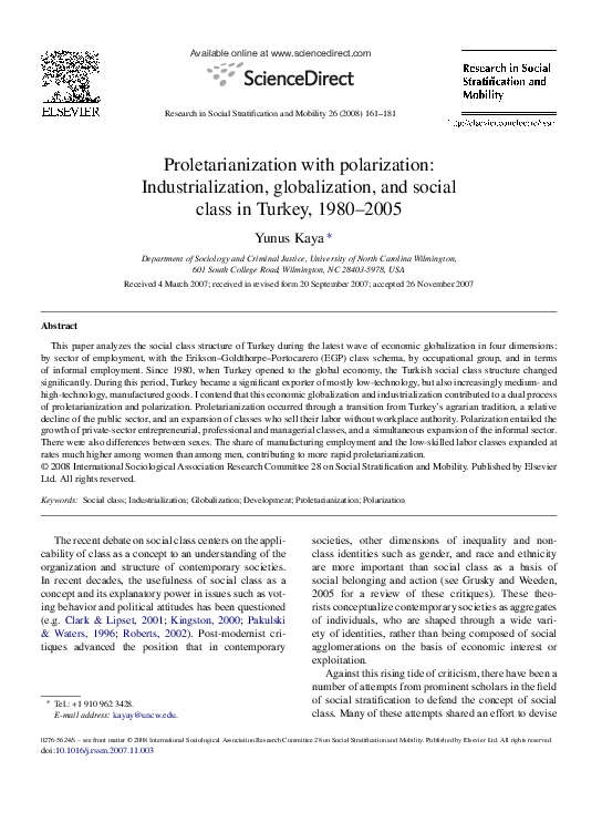 (PDF) Proletarianization with polarization: Industrialization ...