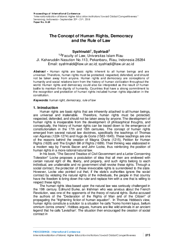 (PDF) The Concept of Human Rights, Democracy and the Rule of Law