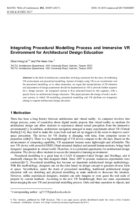 (PDF) Integrating Procedural Modelling Process and Immersive VR ...
