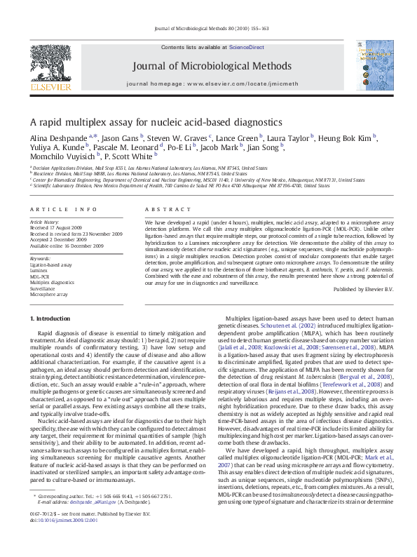 (PDF) A rapid multiplex assay for nucleic acid-based diagnostics