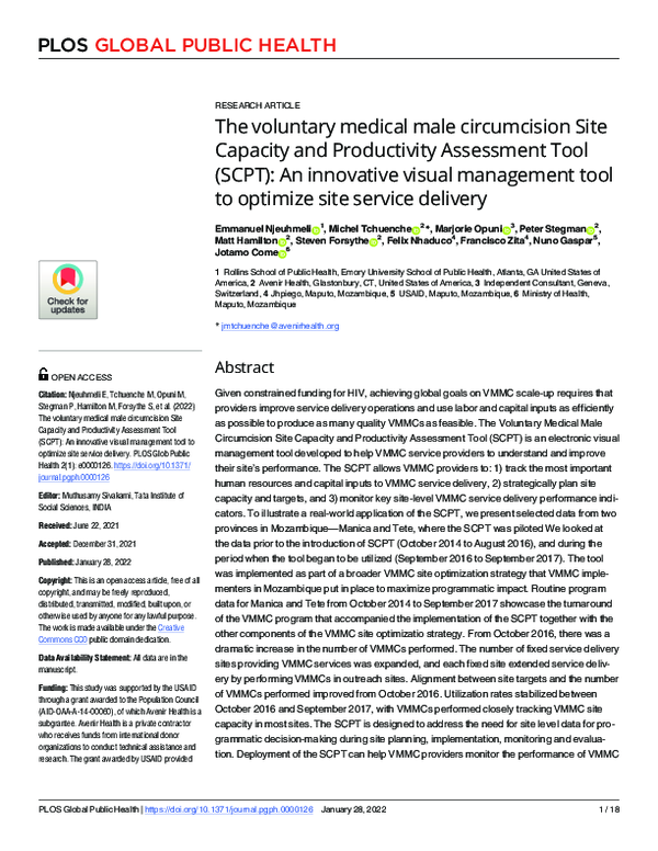 (PDF) The voluntary medical male circumcision Site Capacity and ...