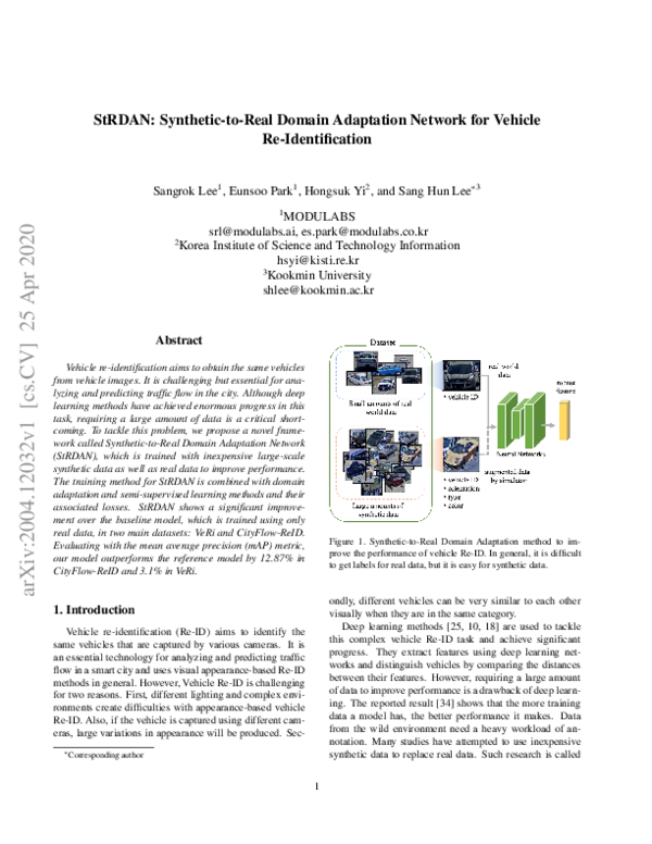 Pdf Strdan Synthetic To Real Domain Adaptation Network For Vehicle Re Identification