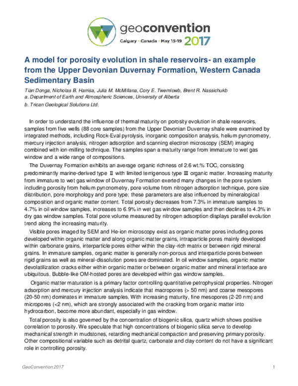 (PDF) A model for porosity evolution in shale reservoirs: An example ...
