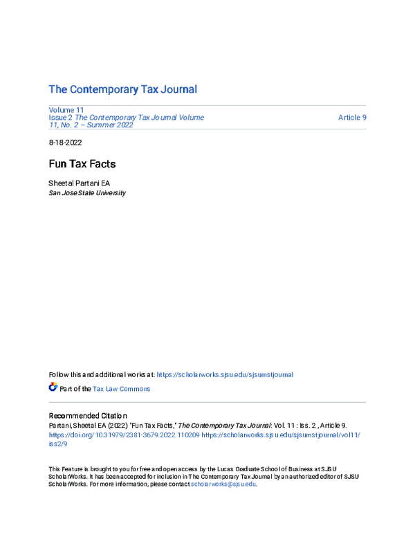 (PDF) Fun Tax Facts | Sheetal Partani - Academia.edu