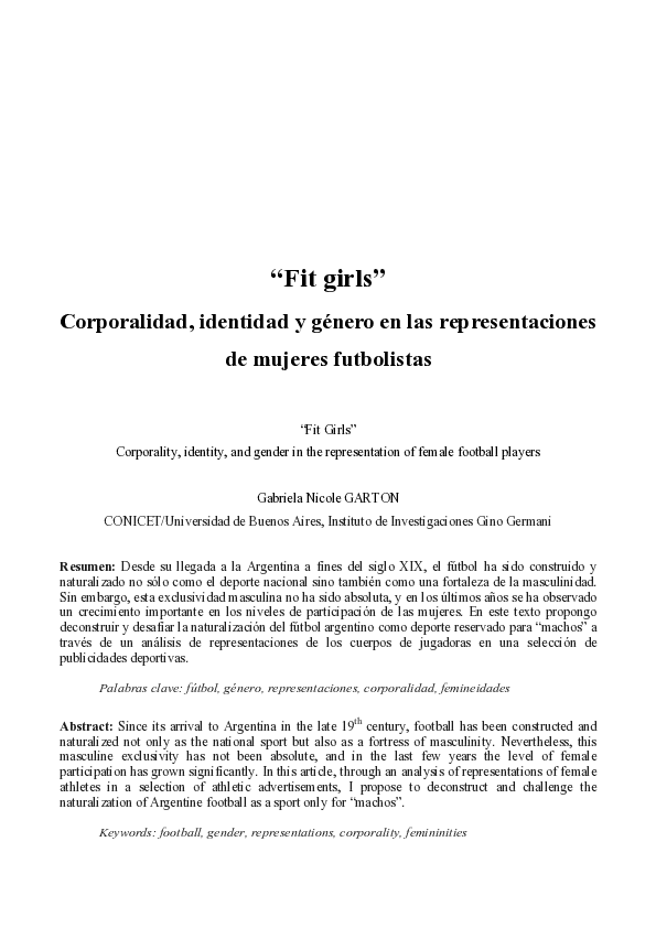 (PDF) “Fit girls”: Corporalidad, identidad y género en las ...