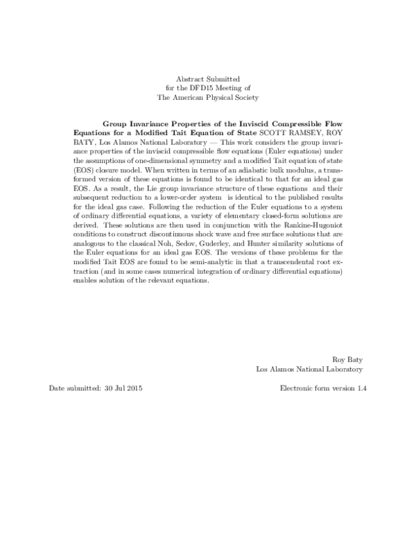 (PDF) Group Invariance Properties of the Inviscid Compressible Flow ...
