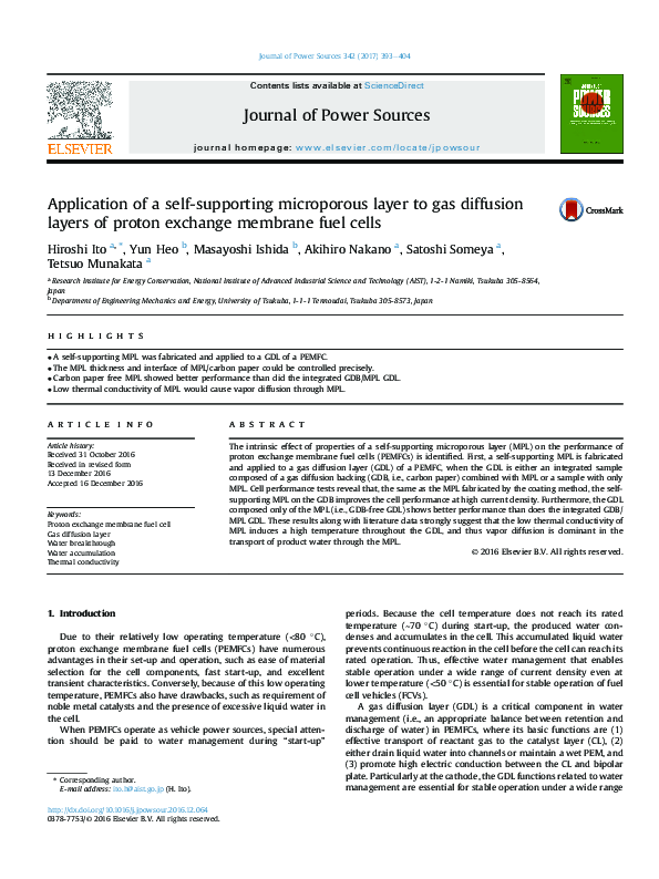 (PDF) Application of a self-supporting microporous layer to gas ...
