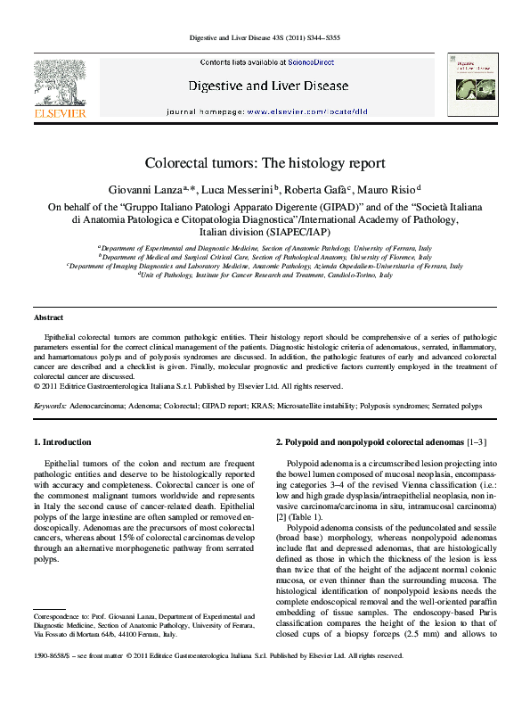(PDF) Colorectal tumors: The histology report