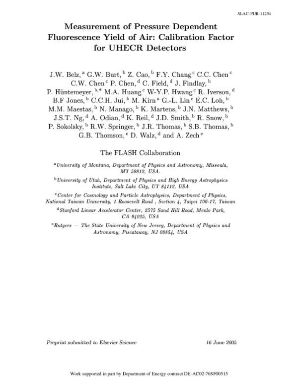 (PDF) Measurement of pressure dependent fluorescence yield of air ...