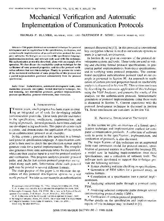 (PDF) Mechanical verification and automatic implementation of communication protocols