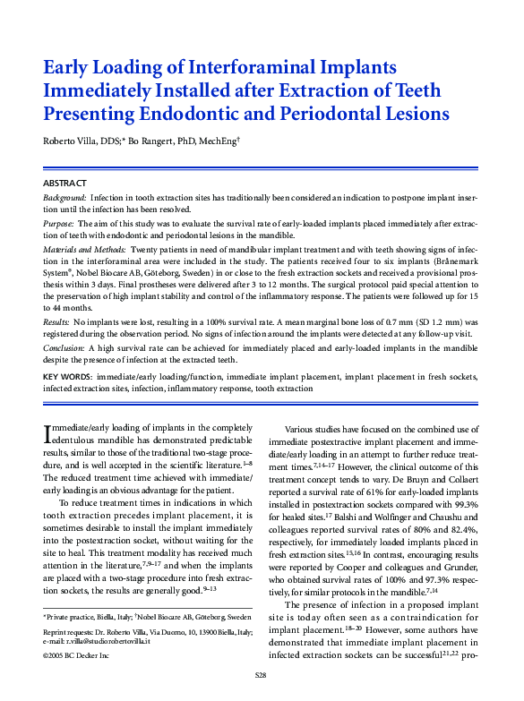 (PDF) Early Loading of Interforaminal Implants Immediately Installed ...