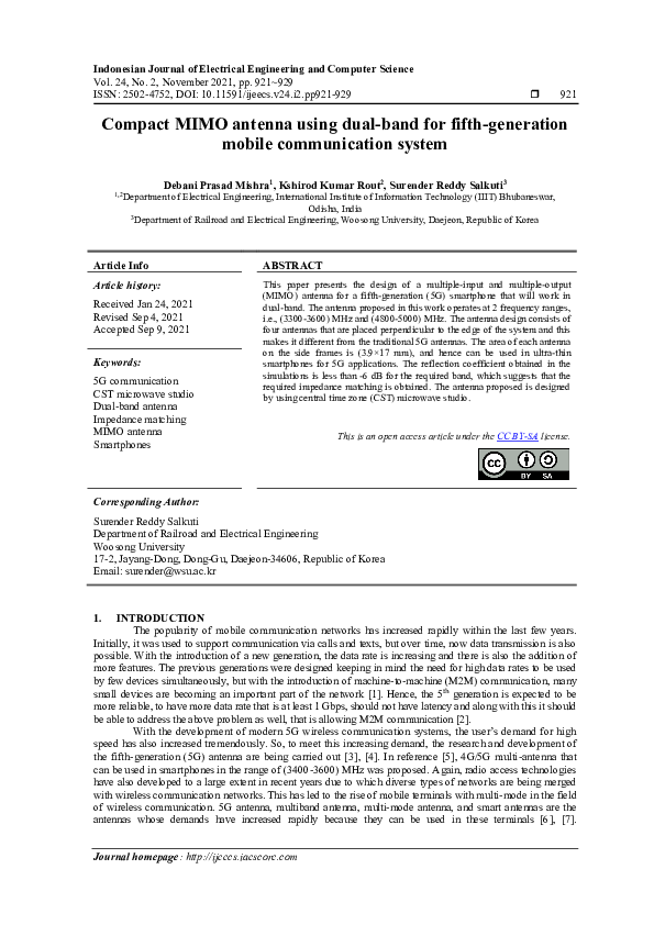 (PDF) Compact MIMO antenna using dual-band for fifth-generation mobile ...