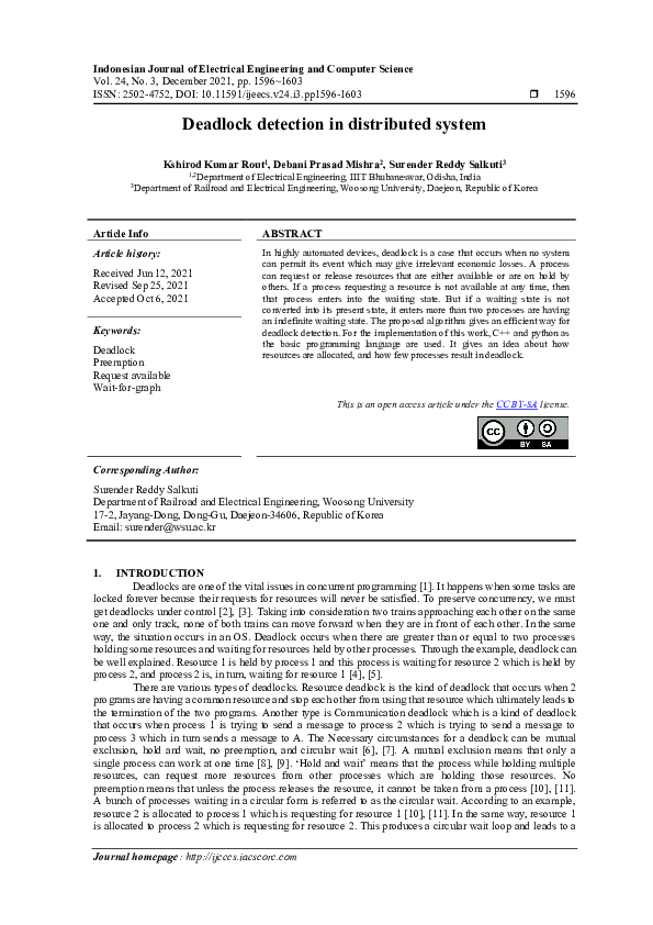 Pdf Deadlock Detection In Distributed System