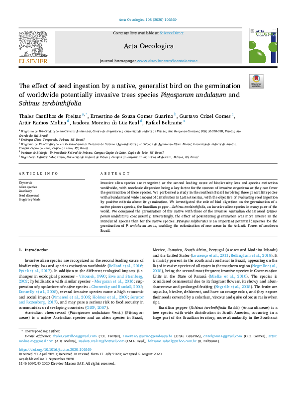 (PDF) The effect of seed ingestion by a native, generalist bird on the ...