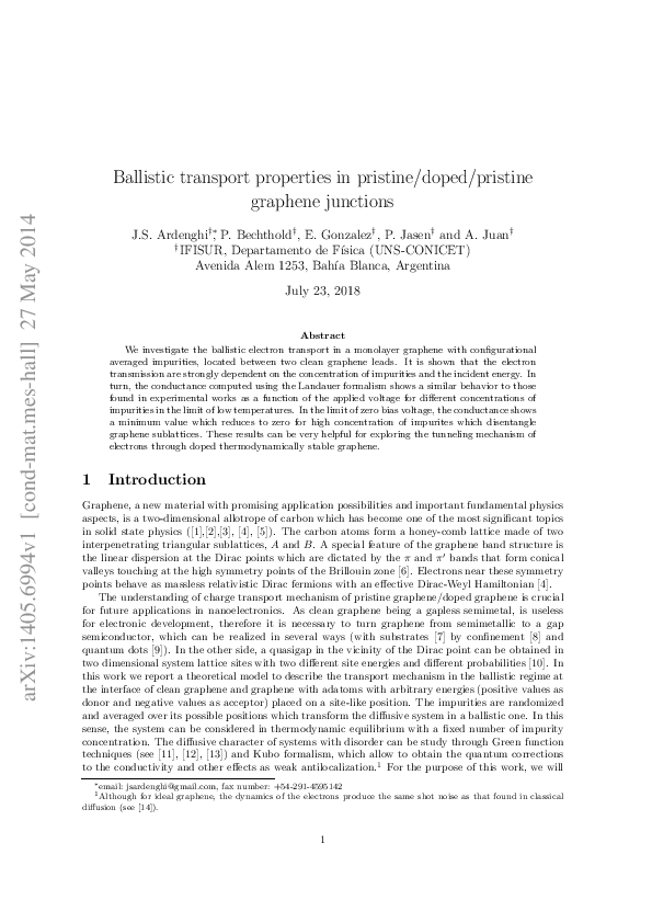 (PDF) Ballistic transport properties in pristine/doped/pristine ...