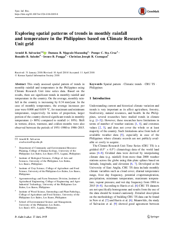 Pdf Exploring Spatial Patterns Of Trends In Monthly Rainfall And Temperature In The