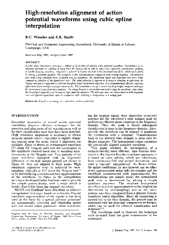 (PDF) High-resolution alignment of action potential waveforms using cubic spline interpolation