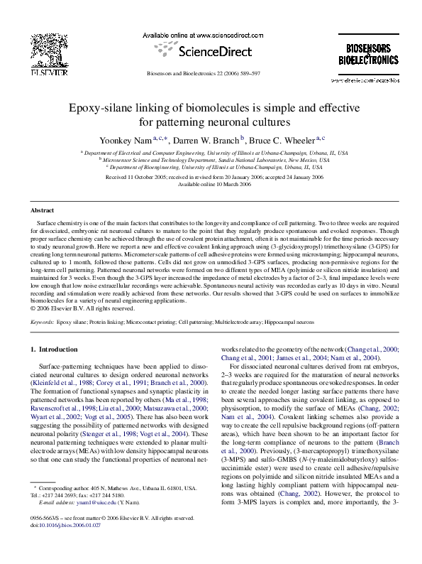 (PDF) Epoxy-silane linking of biomolecules is simple and effective for ...