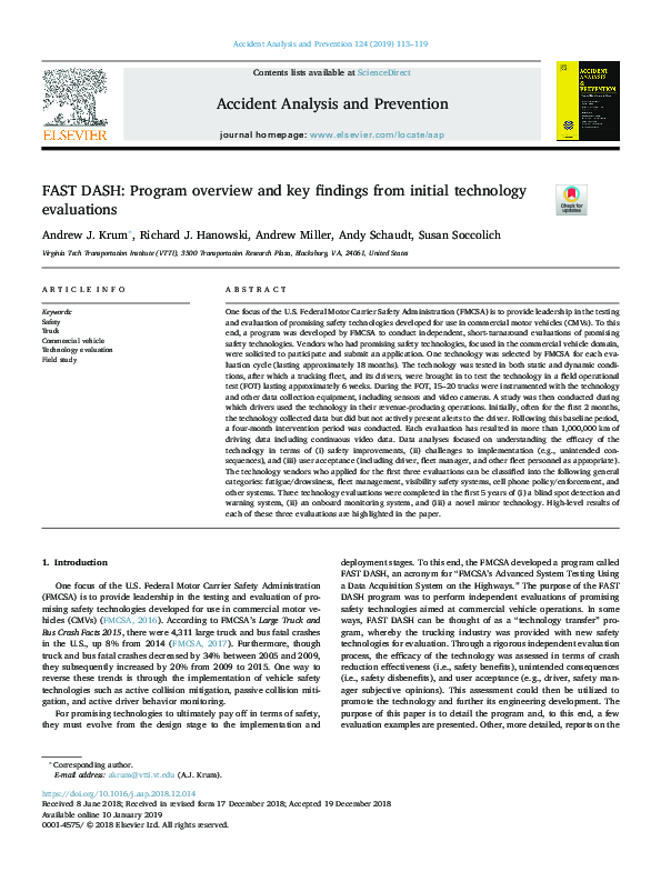 (PDF) Fast dash : program overview and key findings from initial ...