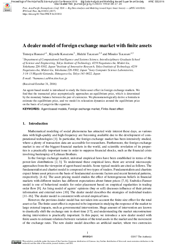 (PDF) A Dealer Model of Foreign Exchange Market with Finite Assets