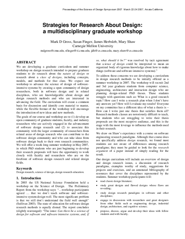 (PDF) Strategies for research about design