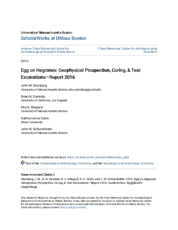(PDF) Egg on Hegranes: Geophysical Prospection, Coring, & Test ...