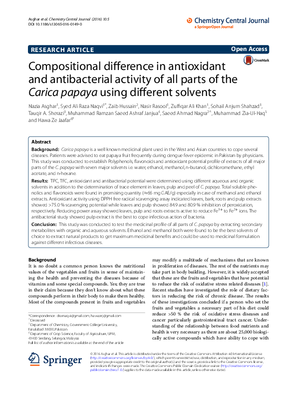 (PDF) Compositional difference in antioxidant and antibacterial activity of all parts of the ...